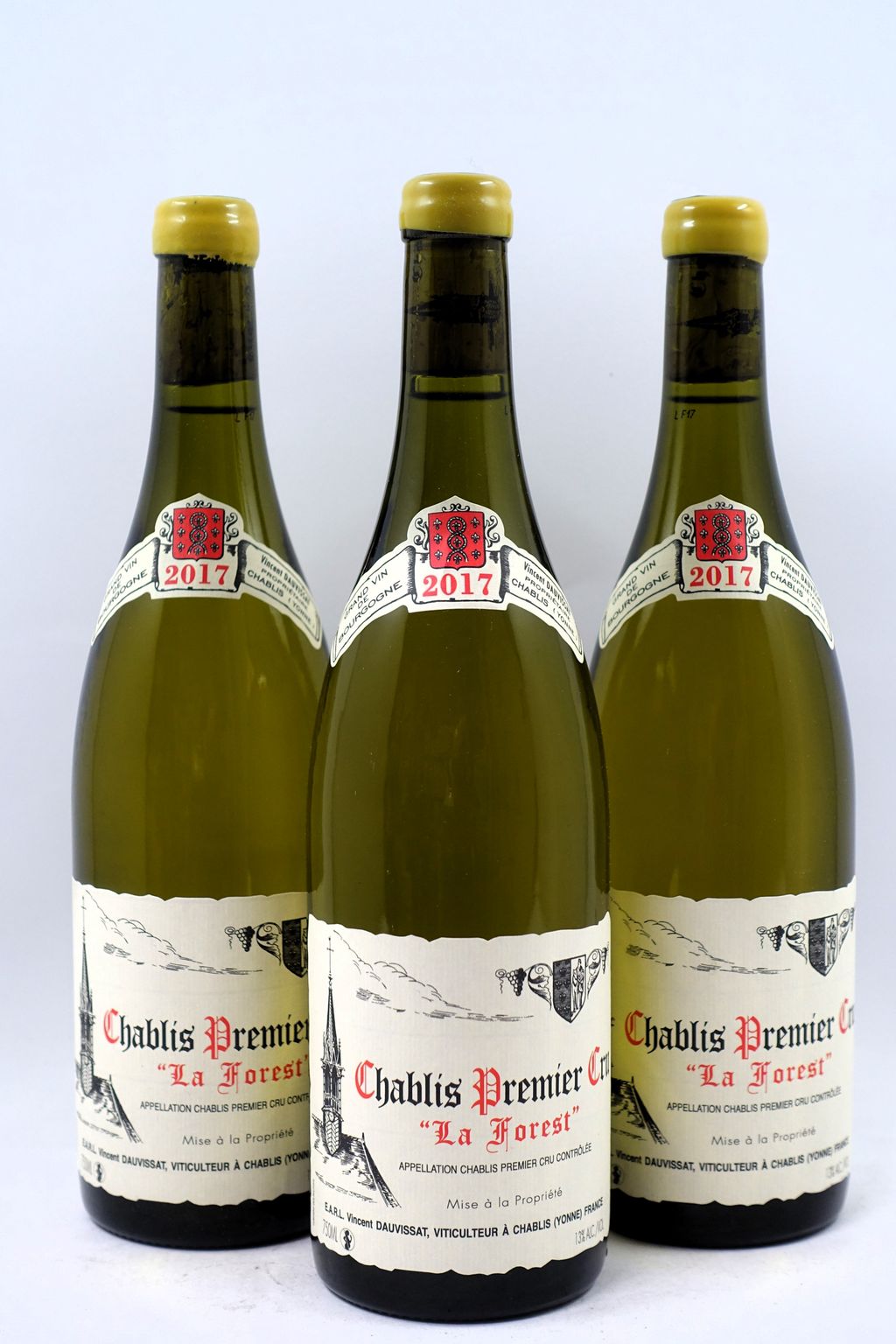 3 bouteilles CHABLIS 2017 1er cru La Forest. René et Vincent Dauvissat