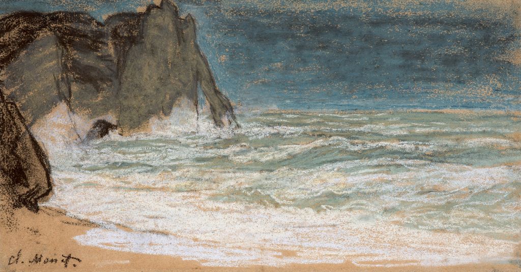 La mer déchaînée à Etretat, vers 1868