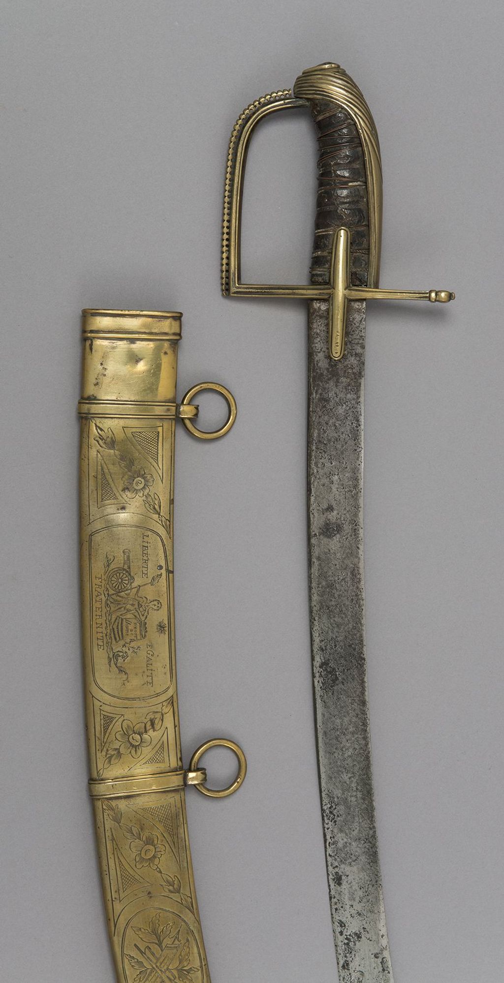 Sabre d'Officier de Hussard. Poignée recouverte de basane avec ...