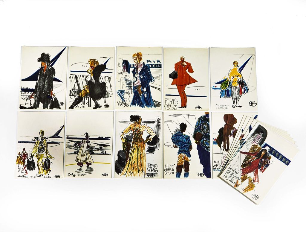 Série complète de 16 menus "Croquis de Voyages" par Florent Margaritis ...
