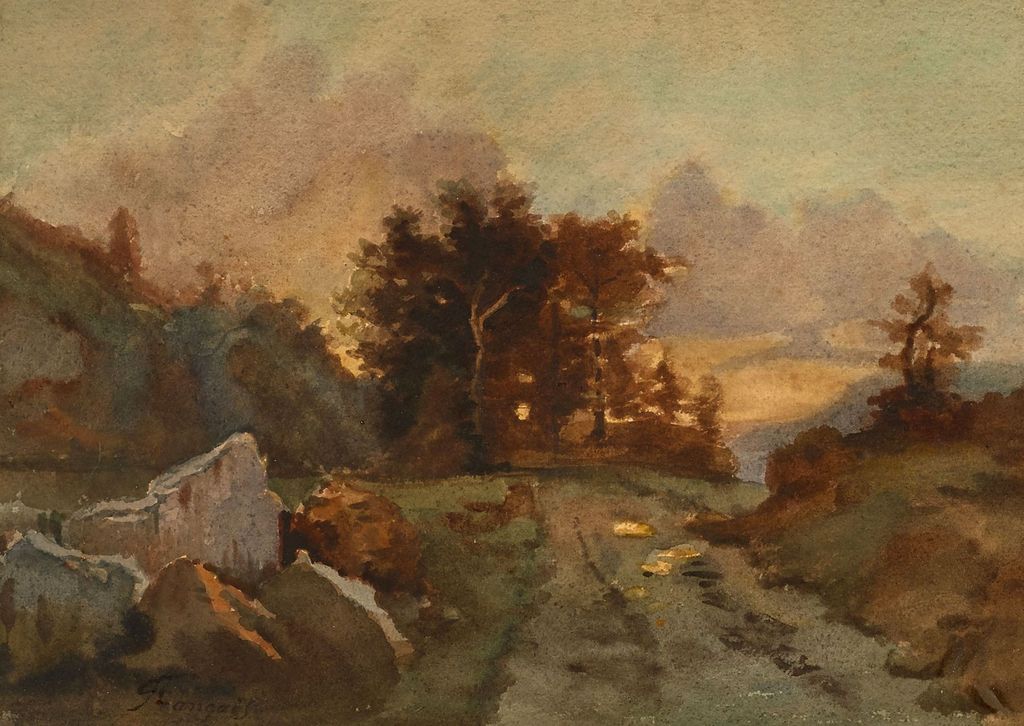 Paysage au soleil couchant