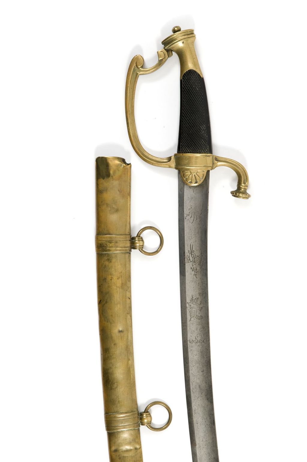 Sabre d'Officier de Cavalerie légère. Poignée en ébène quadrillé ...