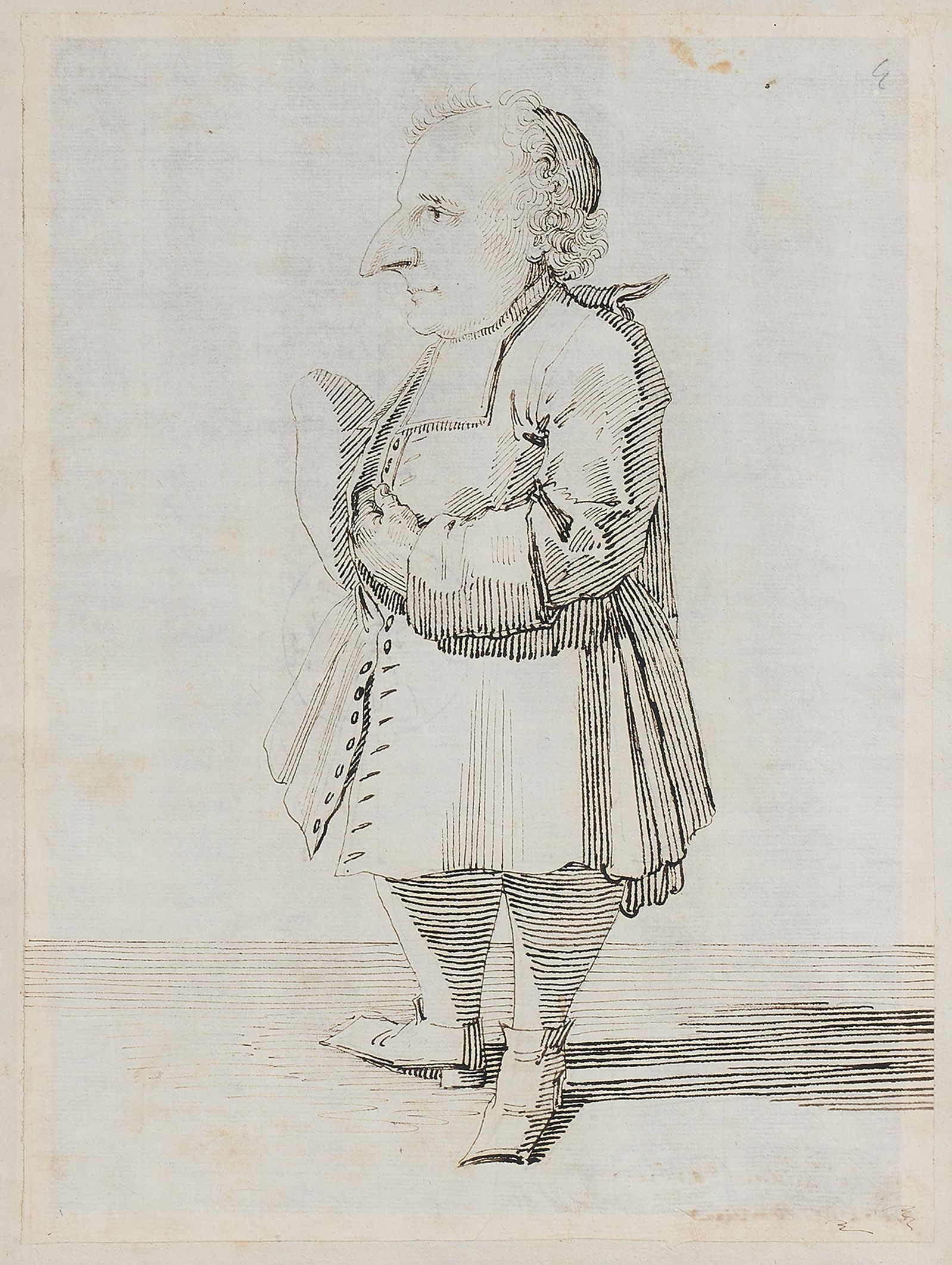 Caricature d'homme en pied, probablement Fra Giacinto Maria Barberio ...